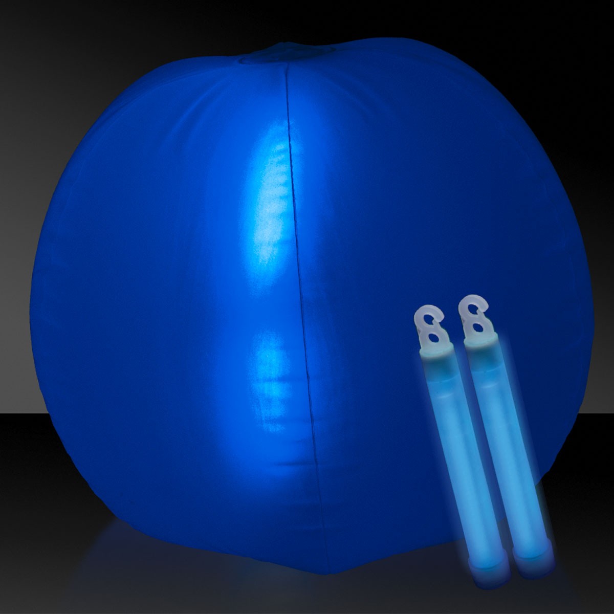 24 Inch Inflatable Beach Ball with 2 - 6 Inch BLUE Glow Sticks