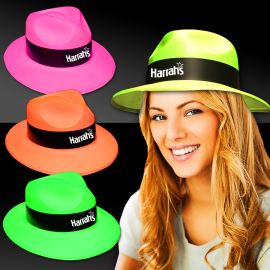 Assorted Color Neon Plastic Fedoras
